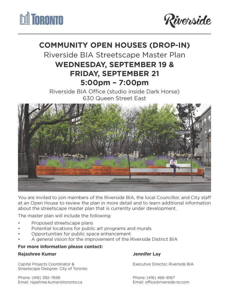 Riverside Streetscape Master Plan-Open Houses | Riverside Toronto