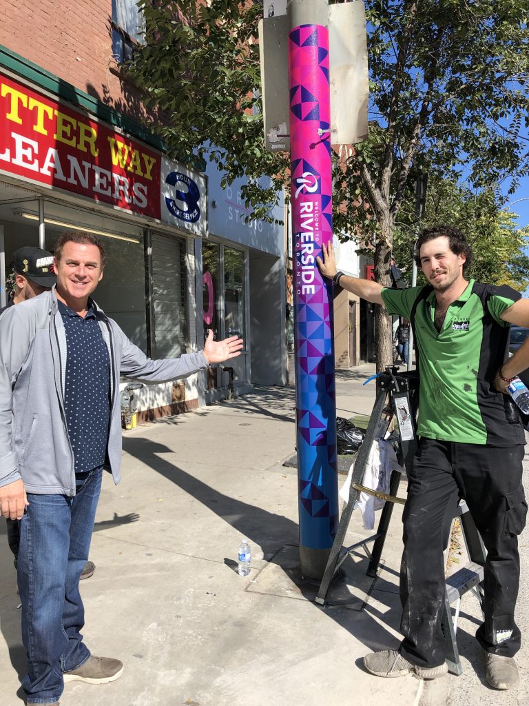 Riverside Branded Pole Wraps are Up! | Riverside Toronto